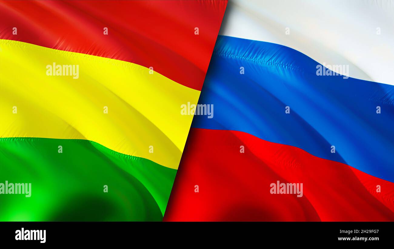 Bolivia and Russia flags. 3D Waving flag design. Bolivia Russia flag ...