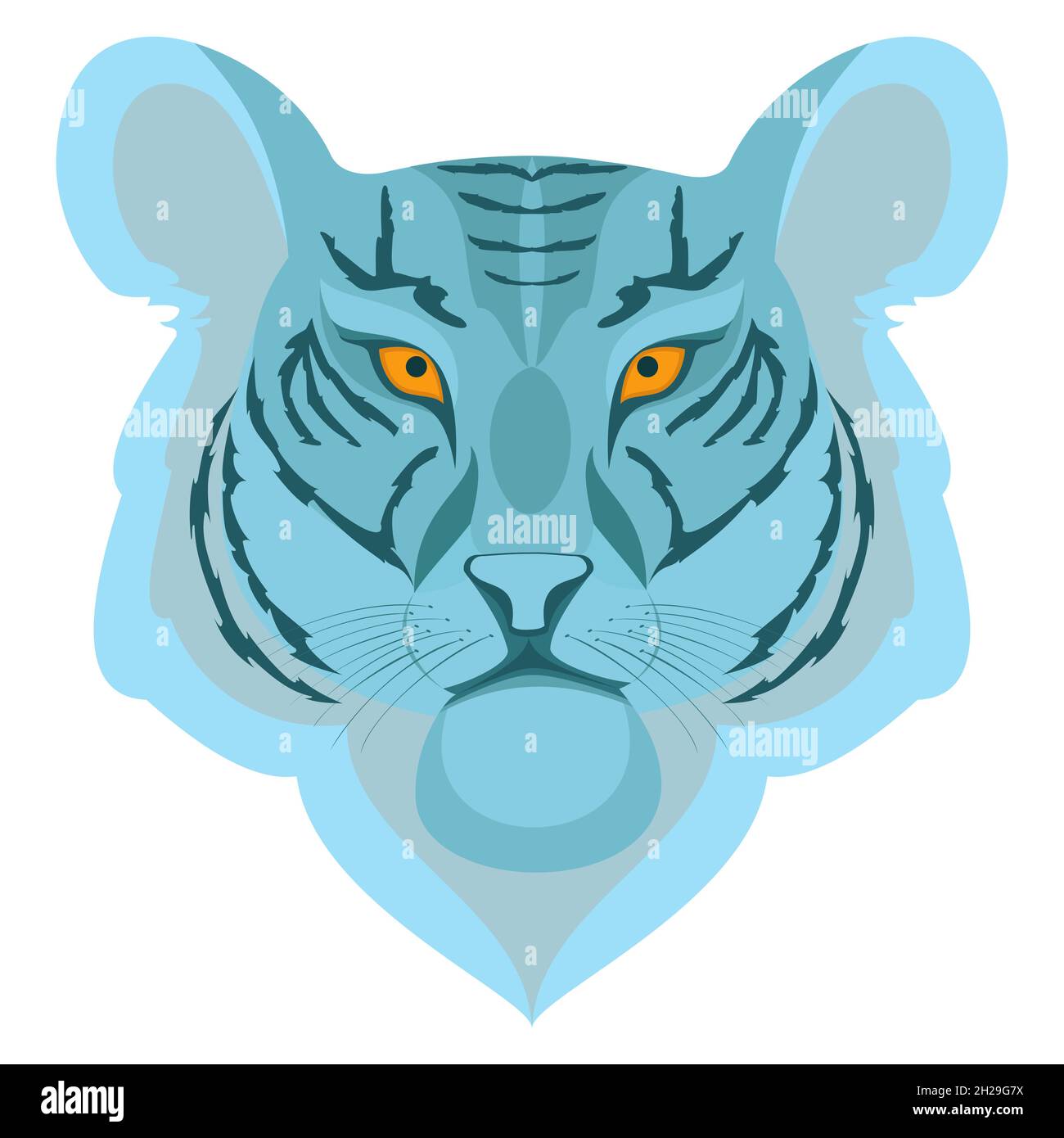 Isolated image of blue tiger head on white background Stock Vector ...