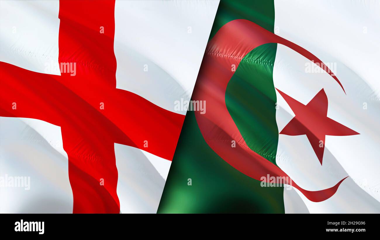 England and Algeria flags. 3D Waving flag design. Algeria England flag ...