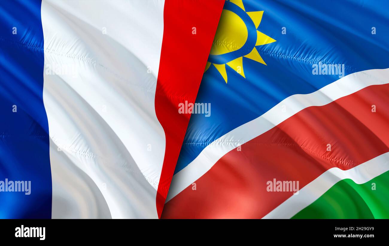 France and Namibia flags. 3D Waving flag design. France Namibia flag ...