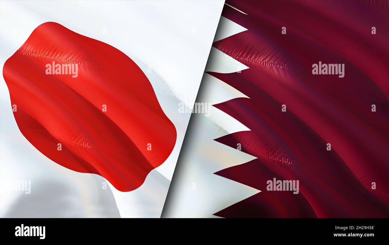 Japan and Qatar flags. 3D Waving flag design. Japan Qatar flag, picture ...