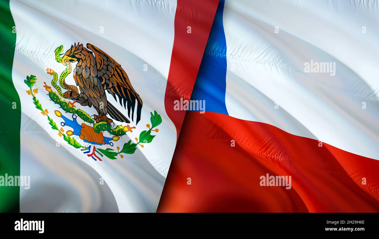 Mexico and Chile flags. 3D Waving flag design. Mexico Chile flag ...