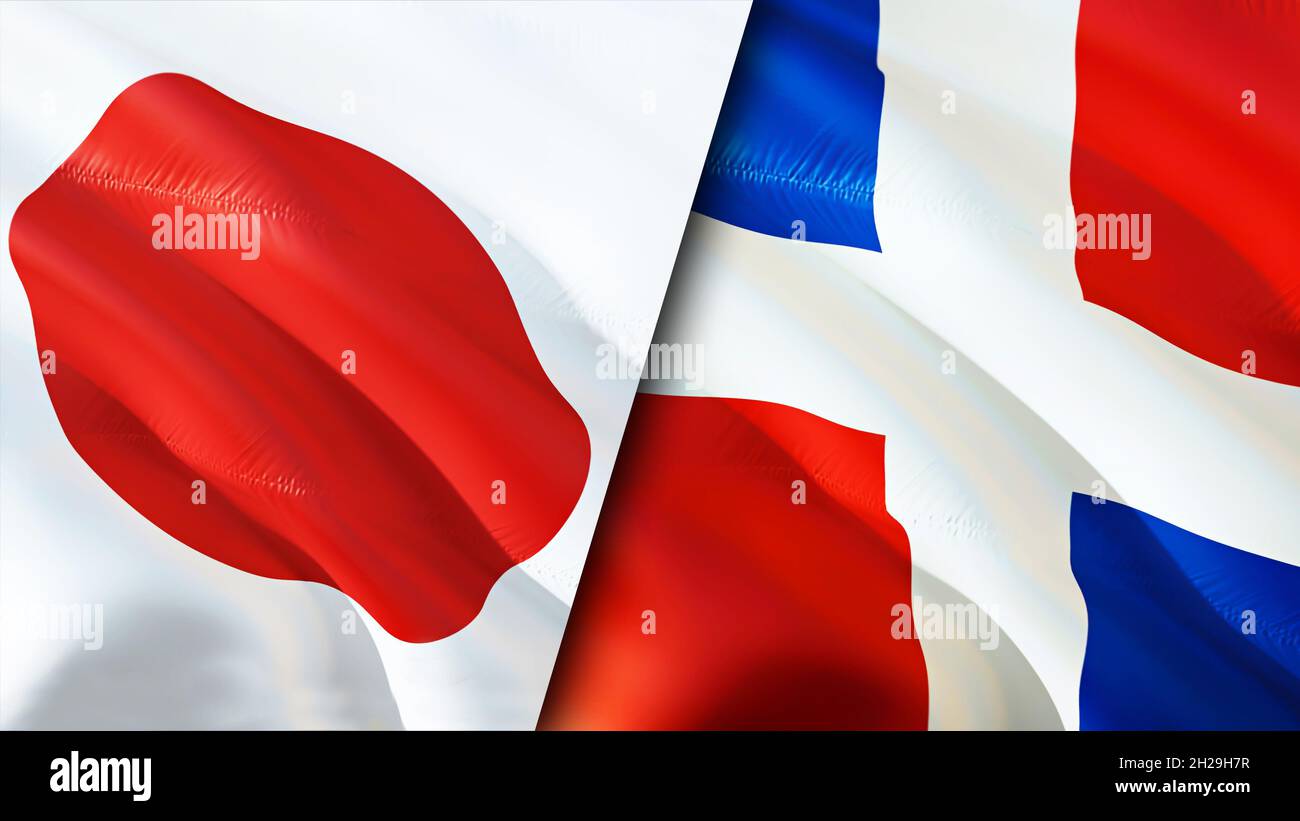 Japan and Dominican Republic flags. 3D Waving flag design. Japan ...