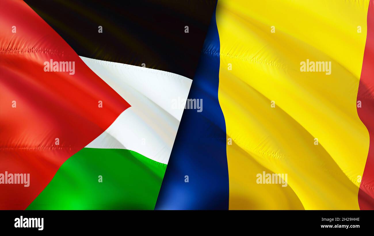 Palestine and Chad flags. 3D Waving flag design. Palestine Chad flag ...