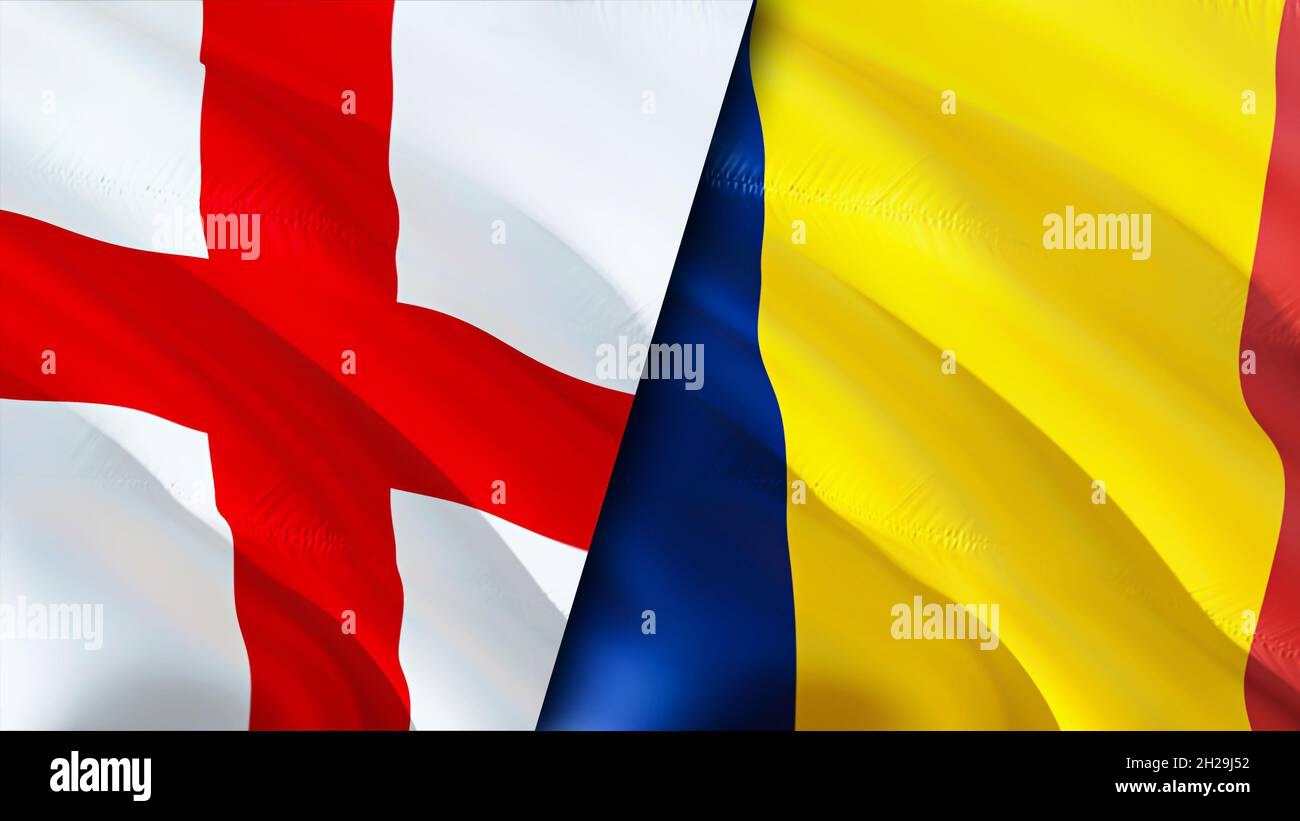 England and Chad flags. 3D Waving flag design. Chad England flag ...