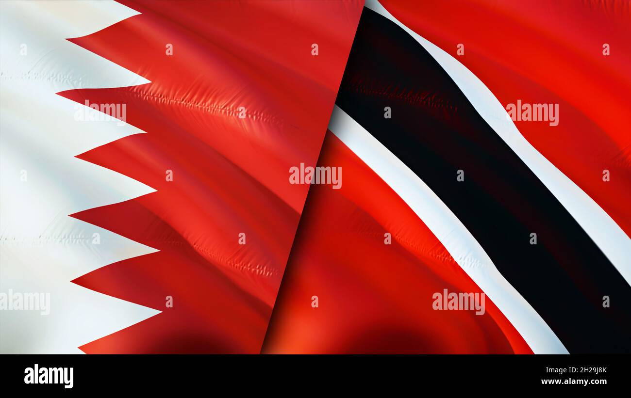 Bahrain and Trinidad and Tobago flags. 3D Waving flag design. Trinidad ...