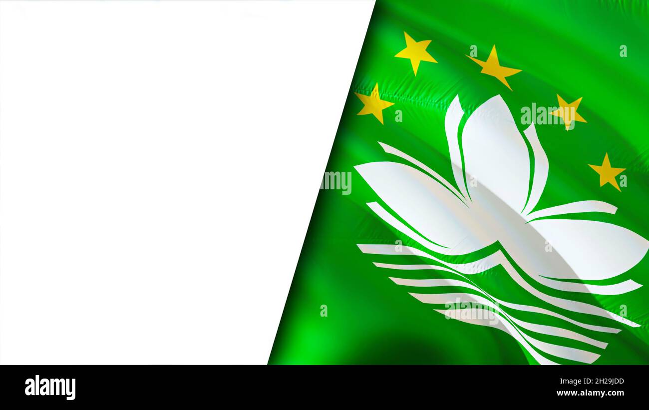 White background and Macau flags. 3D Waving flag design. Macau White ...