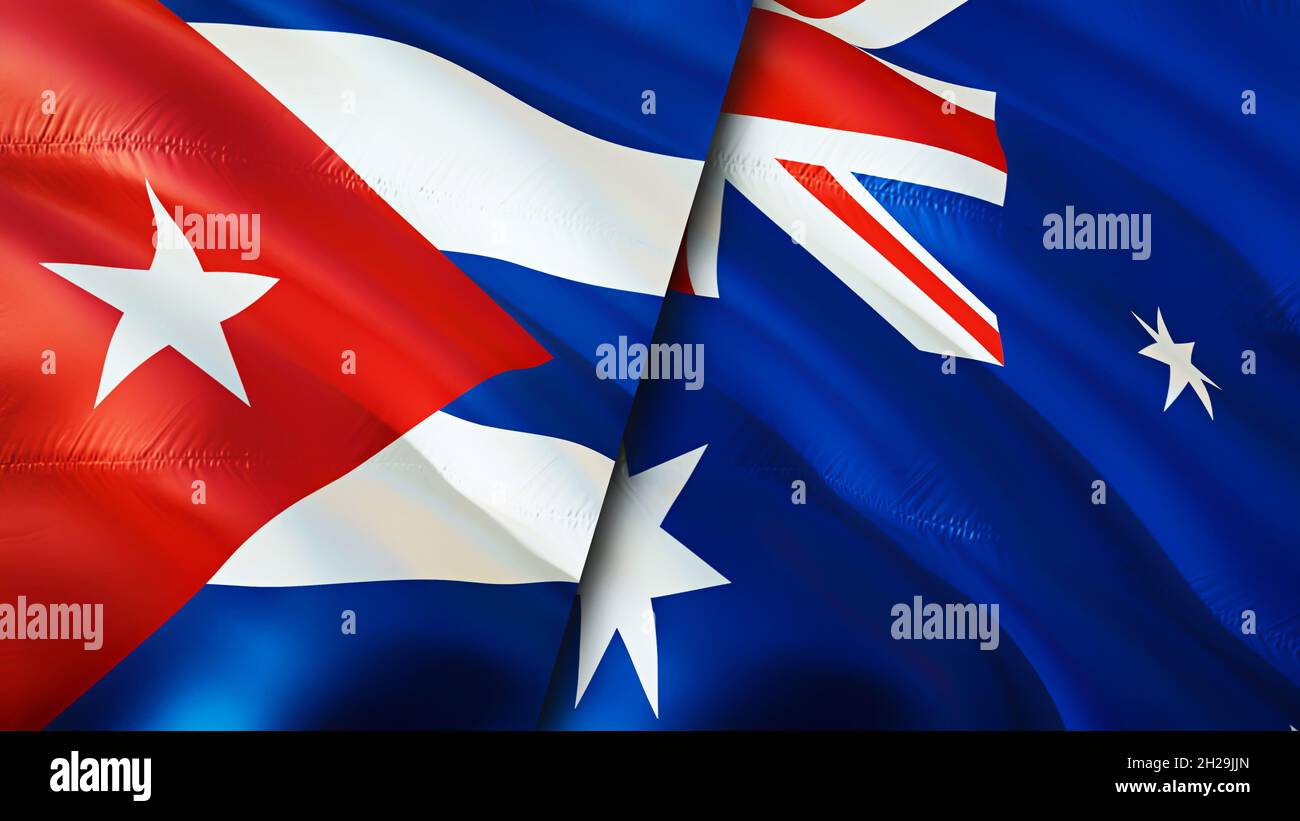 Cuba and Australia flags. 3D Waving flag design. Cuba Australia flag ...