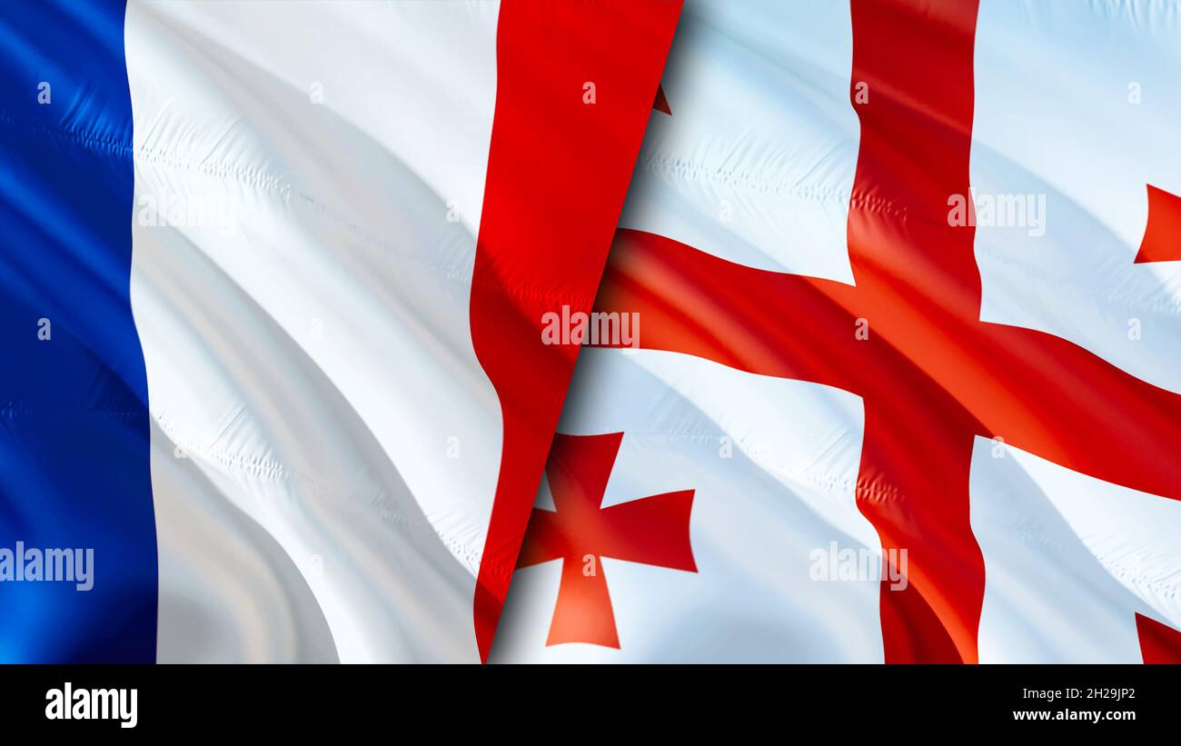 France and Georgia flags. 3D Waving flag design. France Georgia flag ...