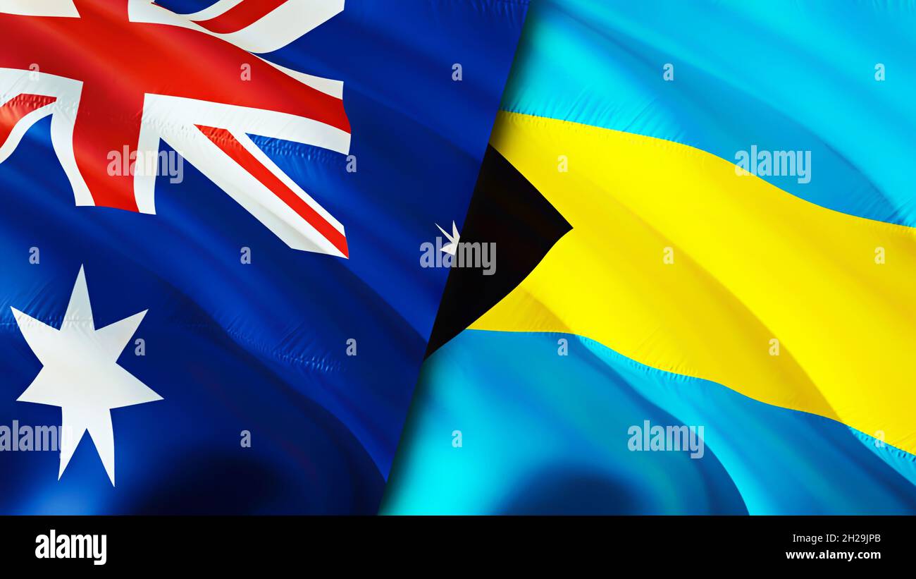 Australia and Bahamas flags. 3D Waving flag design. Australia Bahamas ...