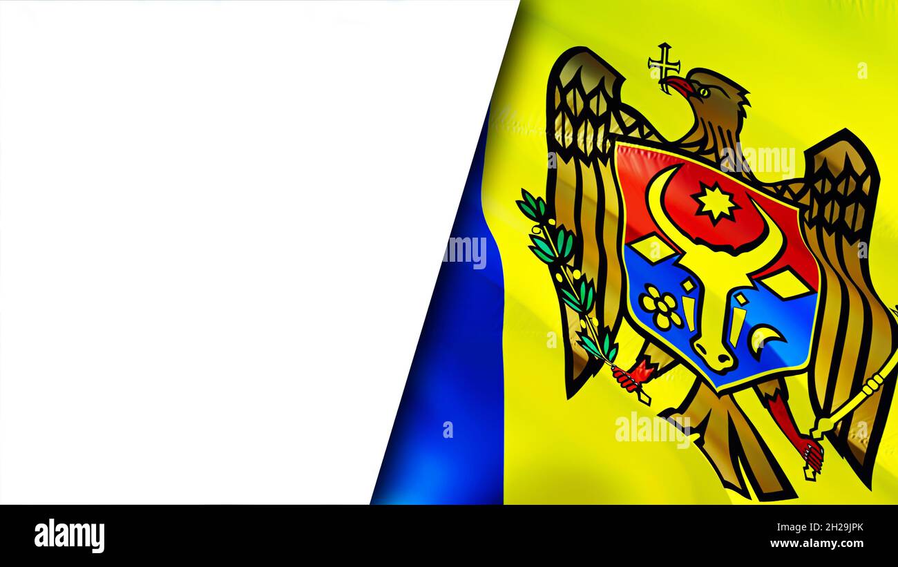 White background and Moldova flags. 3D Waving flag design. Moldova ...