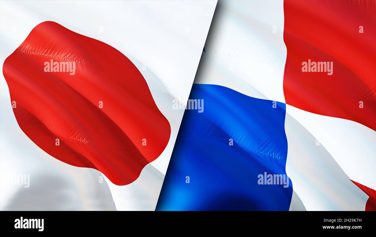 Japan and Panama flags. 3D Waving flag design. Japan Panama flag ...