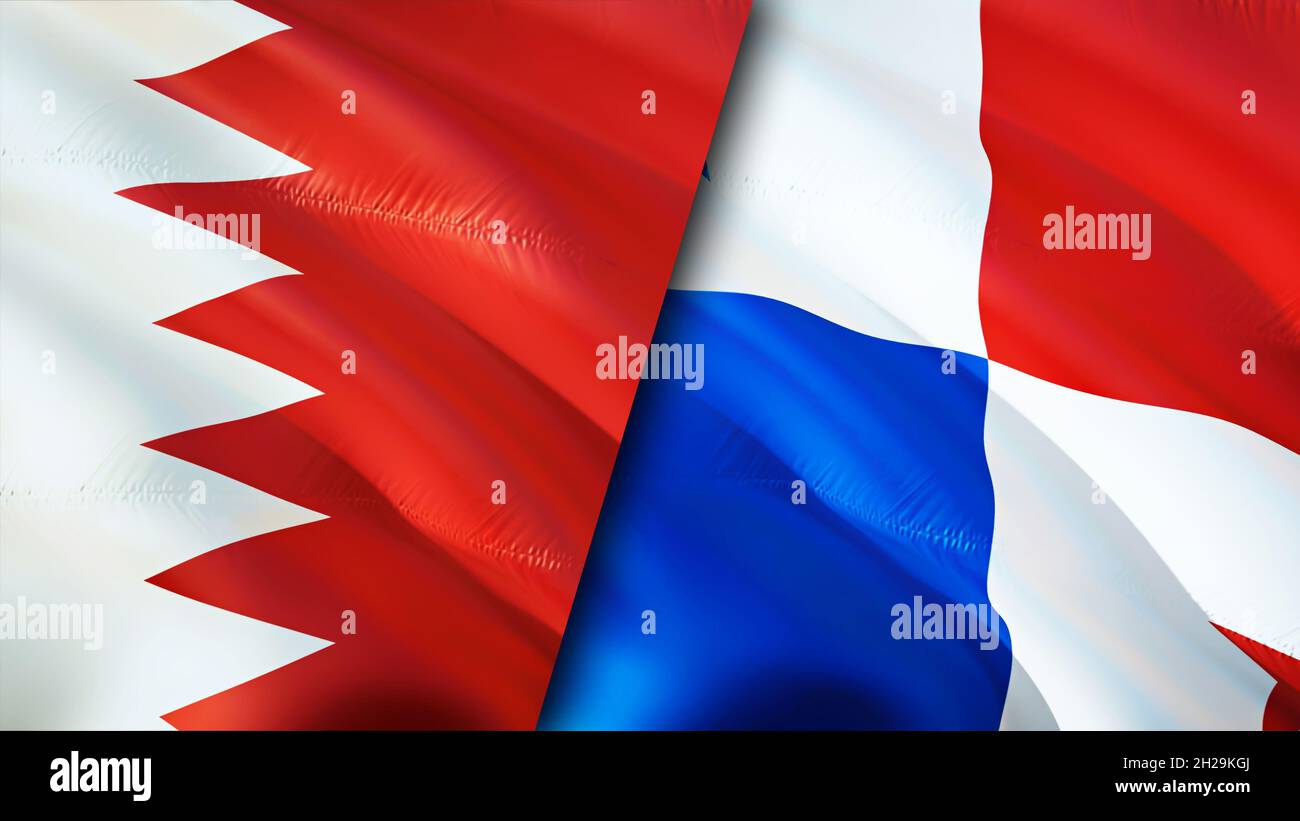 Bahrain and Panama flags. 3D Waving flag design. Panama Bahrain flag ...