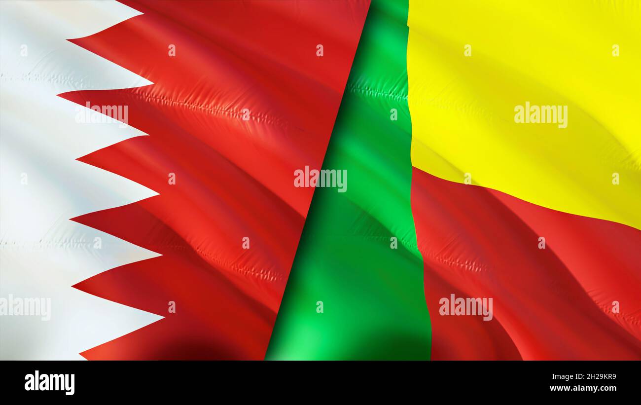 Bahrain and Benin flags. 3D Waving flag design. Benin Bahrain flag ...