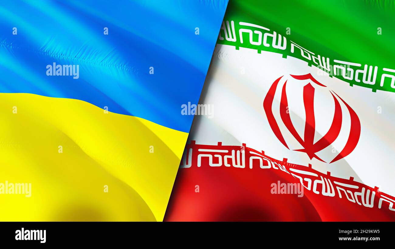 Ukraine and Iran flags. 3D Waving flag design. Ukraine Iran flag ...