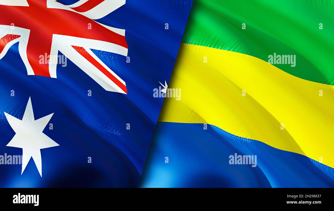 Australia and Gabon flags. 3D Waving flag design. Australia Gabon flag ...