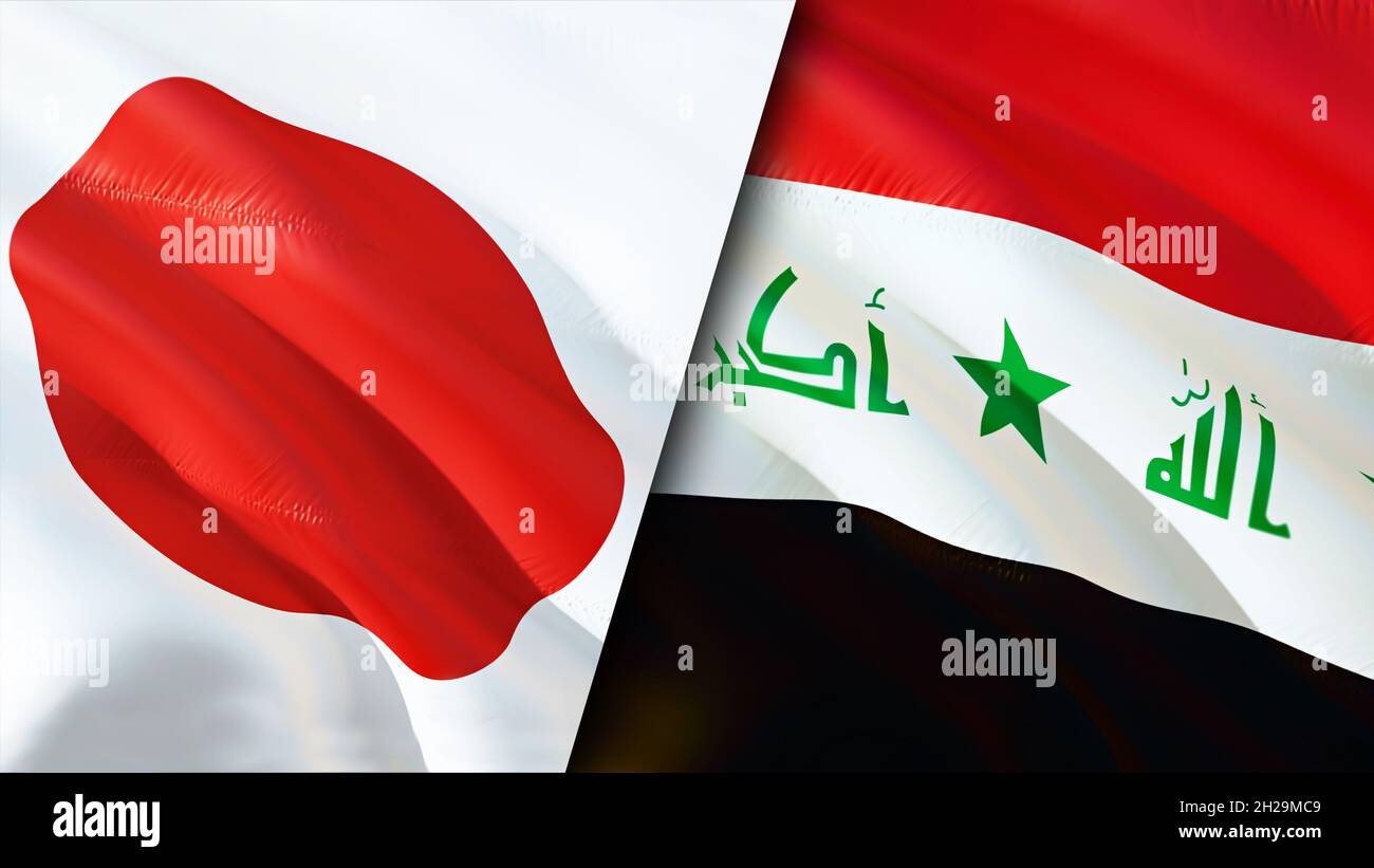 Japan and Iraq flags. 3D Waving flag design. Japan Iraq flag, picture ...