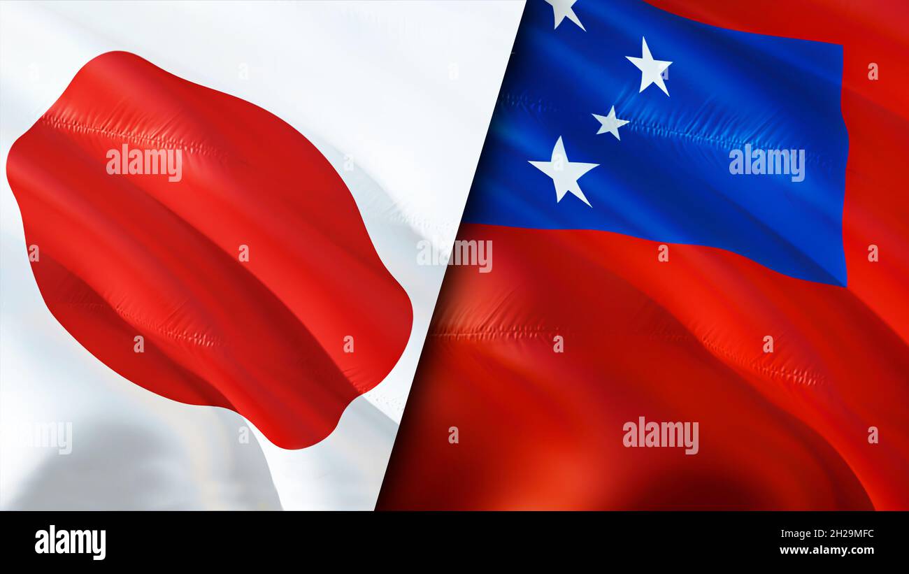 Japan and Samoa flags. 3D Waving flag design. Japan Samoa flag, picture ...