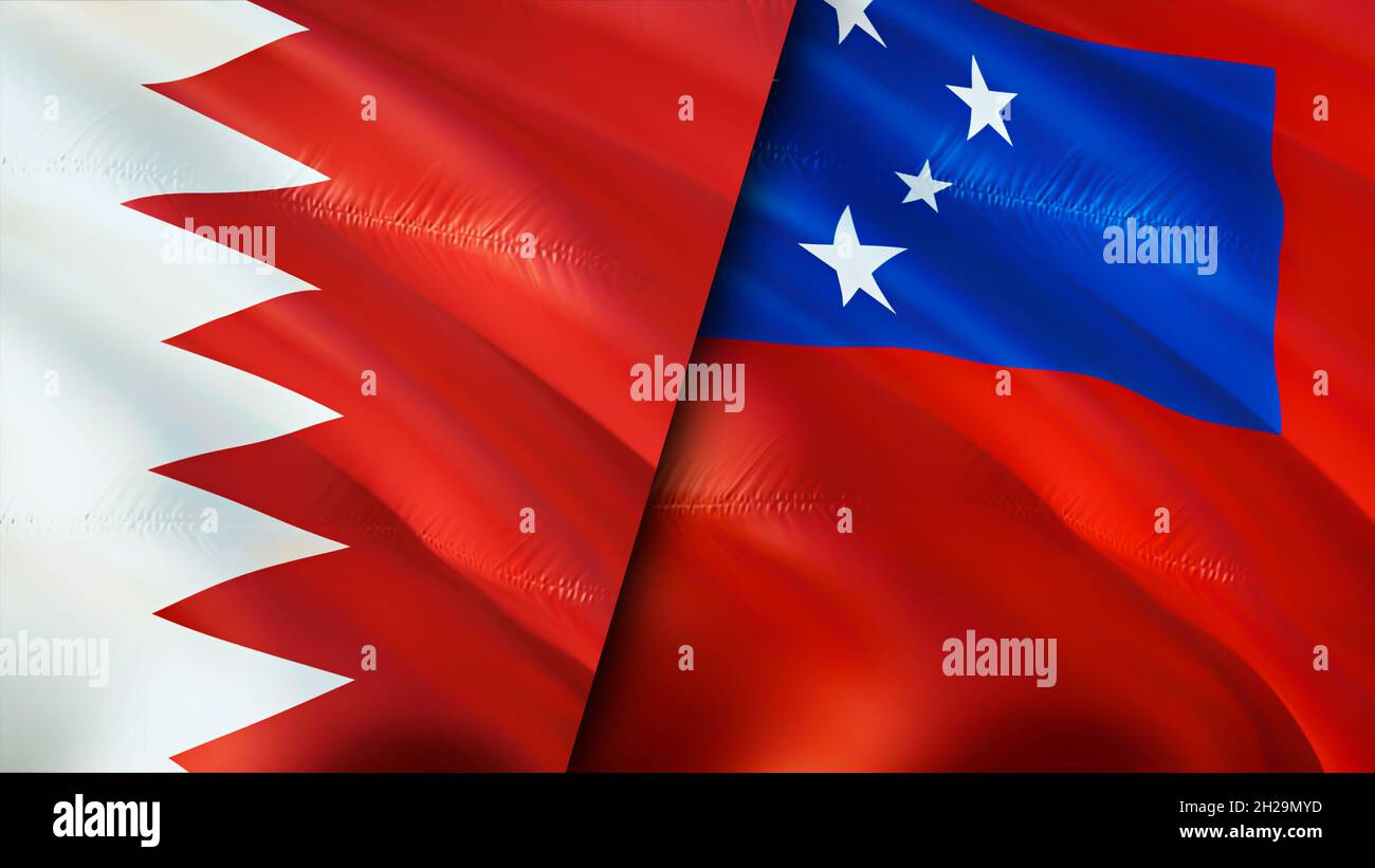 Bahrain and Samoa flags. 3D Waving flag design. Samoa Bahrain flag ...