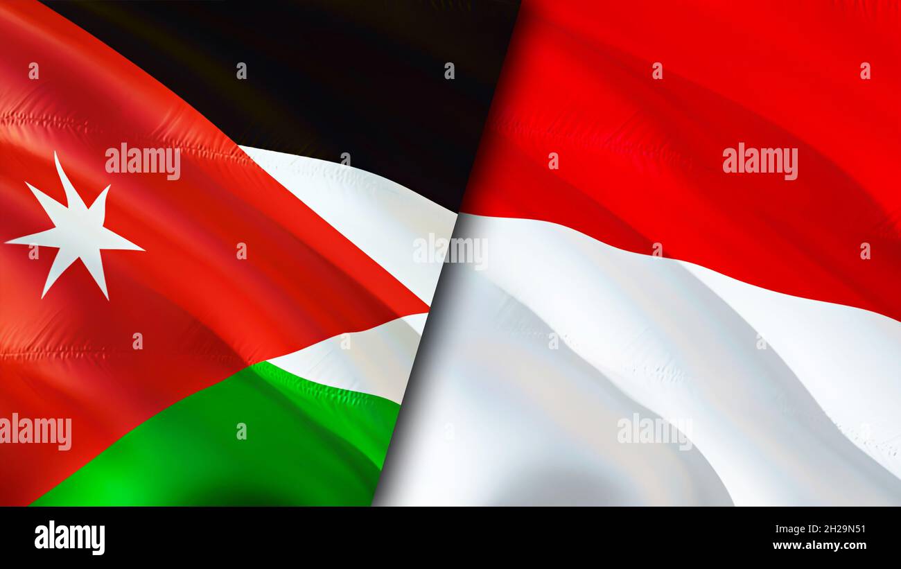 Jordan and Monaco flags. 3D Waving flag design. Monaco Jordan flag ...