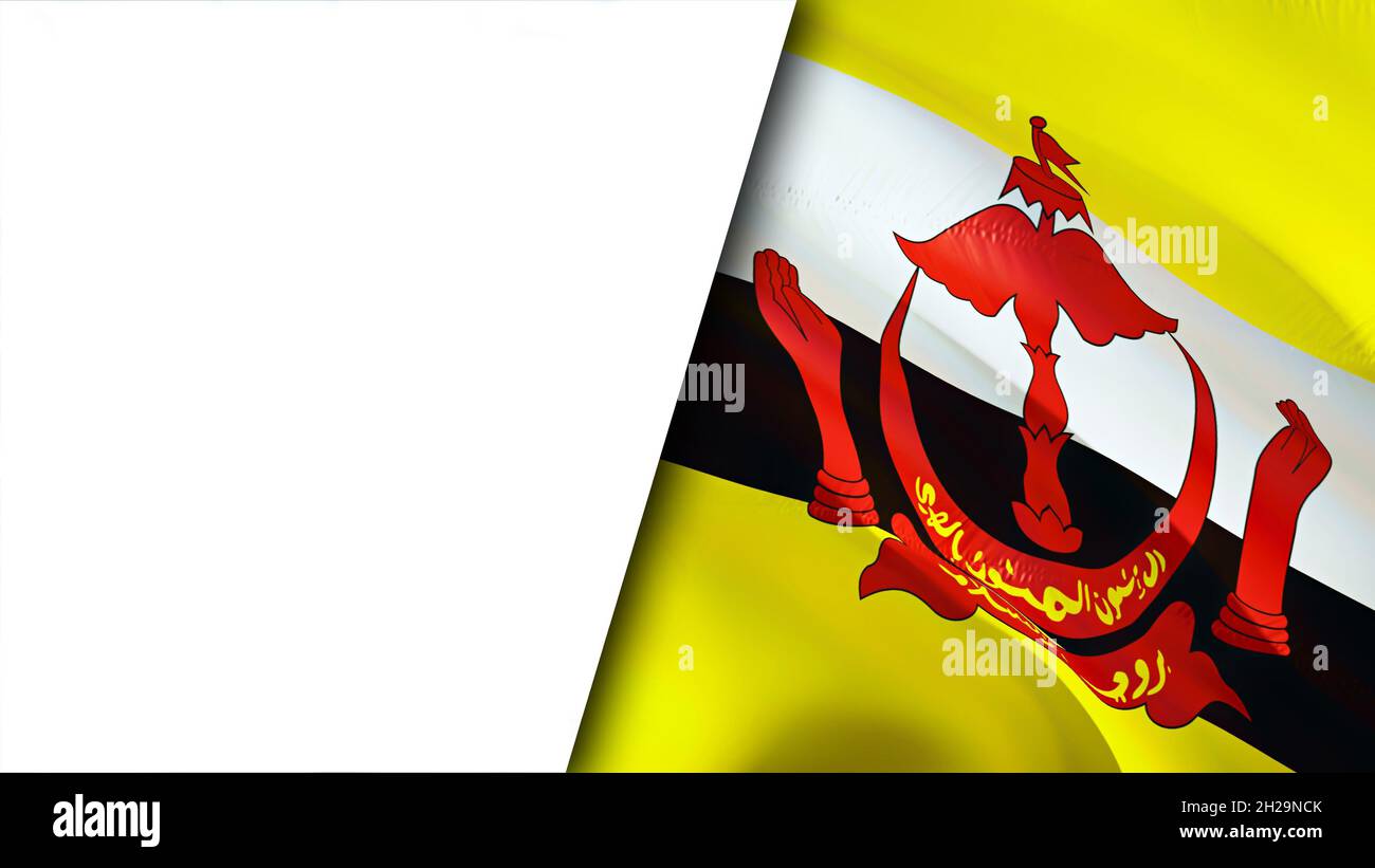 White background and Brunei flags. 3D Waving flag design. Brunei White background flag, picture ...