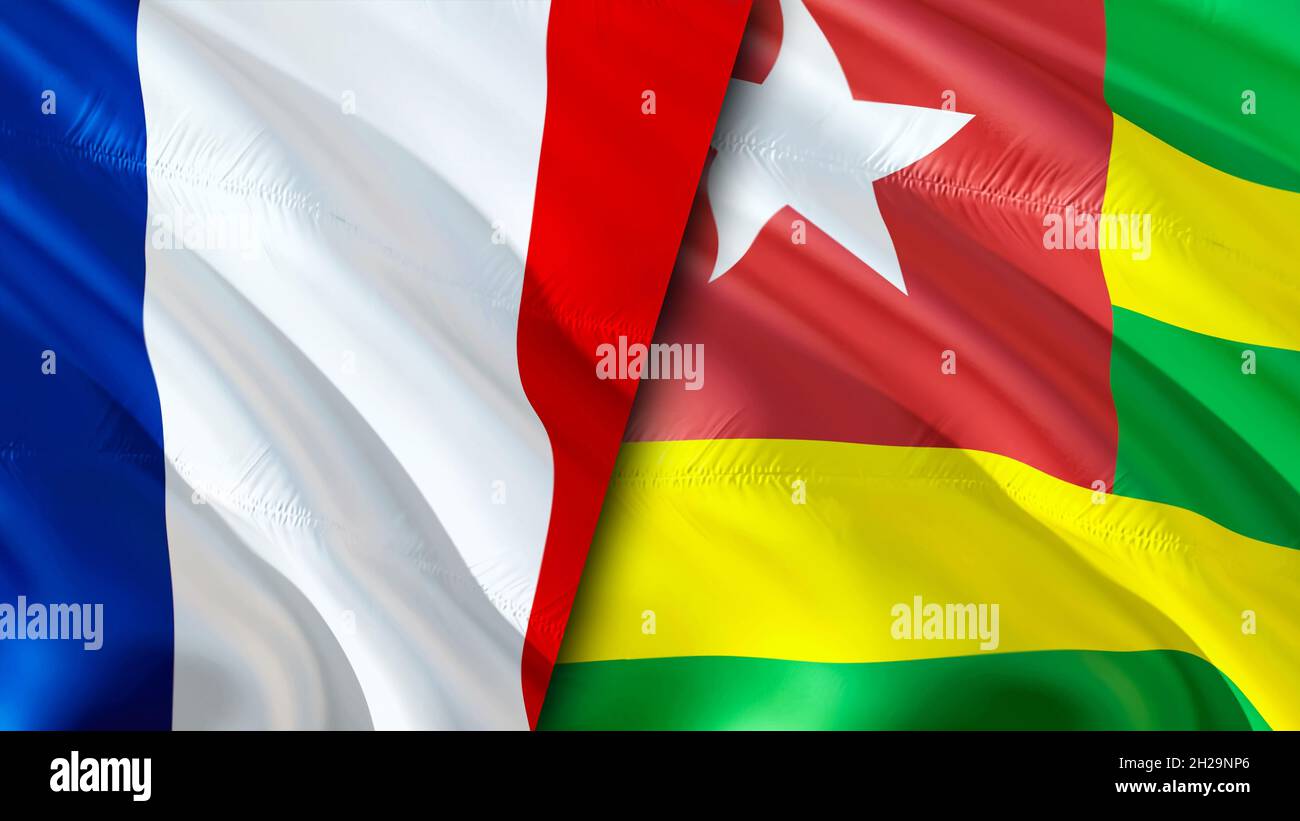 France and Togo flags. 3D Waving flag design. France Togo flag, picture ...