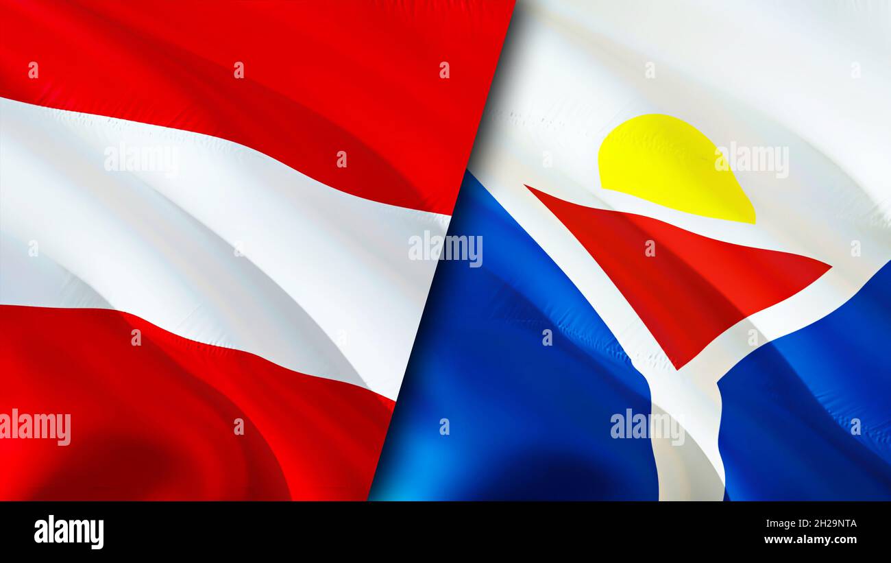 Austria and Saint Martin flags. 3D Waving flag design. Austria Saint ...