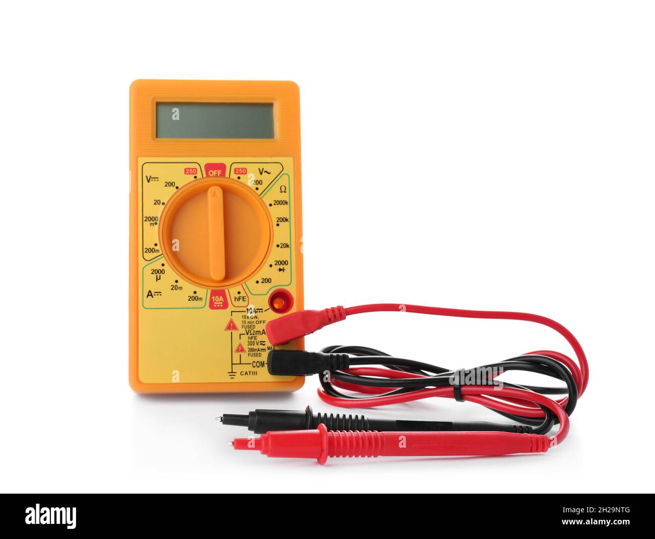 Digital multimeter on white background. Electrician's tool Stock Photo ...