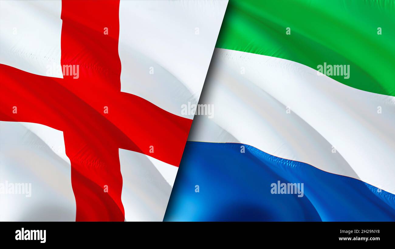 England and Sierra Leone flags. 3D Waving flag design. Sierra Leone ...