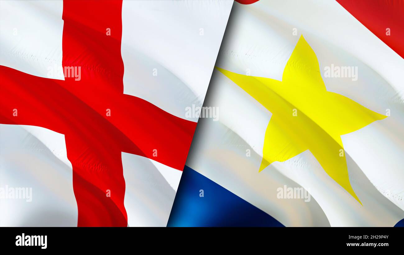 England and Saba Island flags. 3D Waving flag design. Saba Island ...
