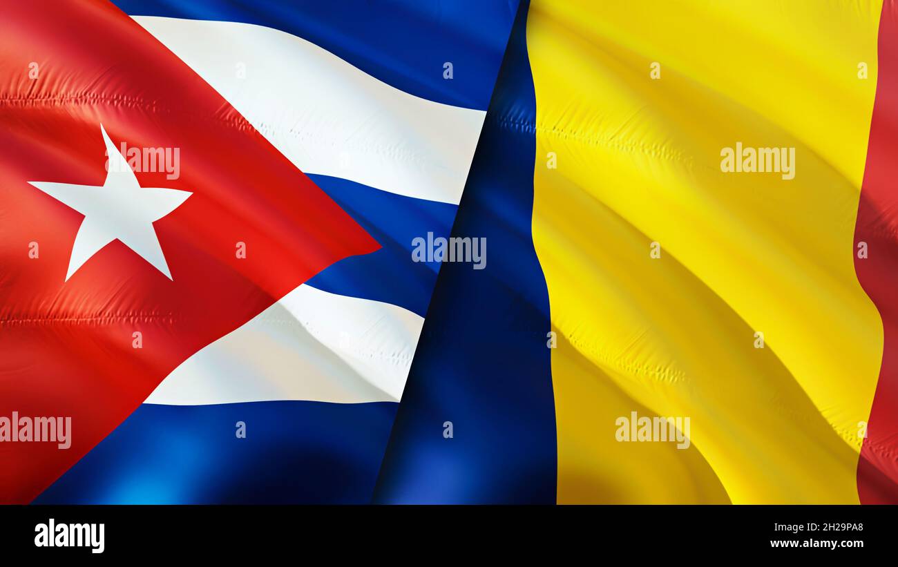 Cuba and Chad flags. 3D Waving flag design. Cuba Chad flag, picture ...
