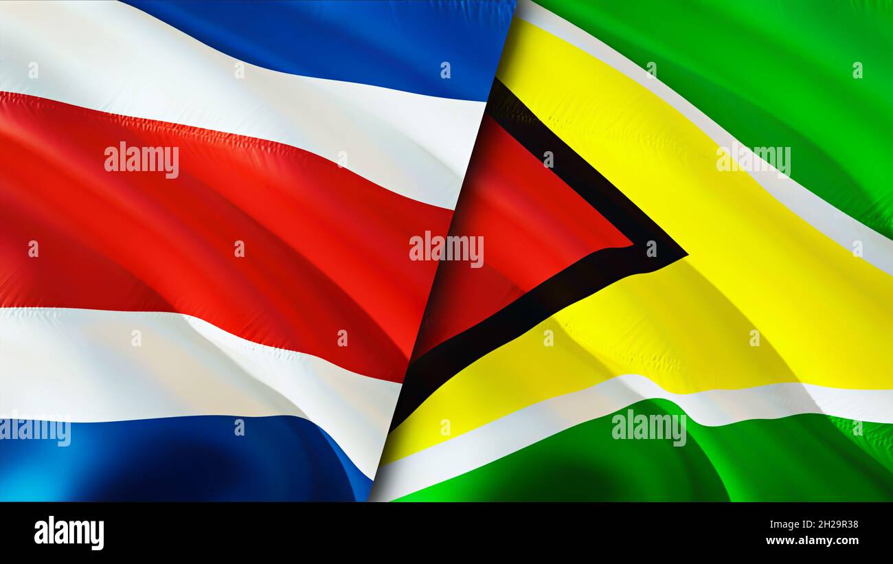 Costa Rica and Guyana flags. 3D Waving flag design. Costa Rica Guyana flag, picture, wallpaper ...