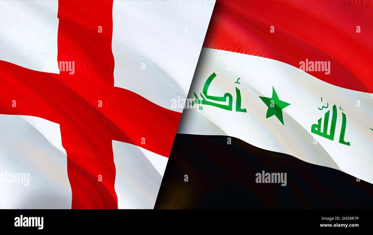 England and Iraq flags. 3D Waving flag design. Iraq England flag ...