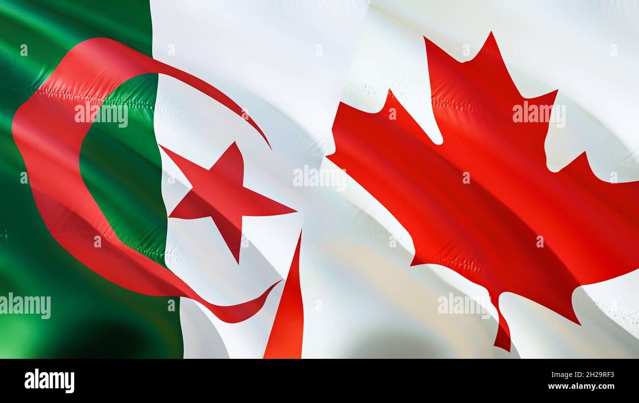 Algeria and canada flags. 3D Waving flag design. Algeria canada flag ...