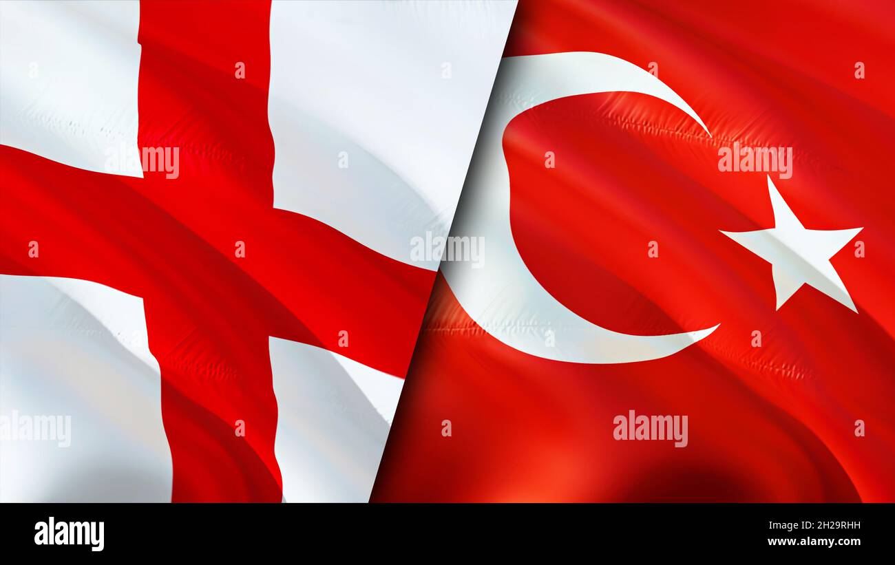 England and Turkey flags. 3D Waving flag design. Turkey England flag ...