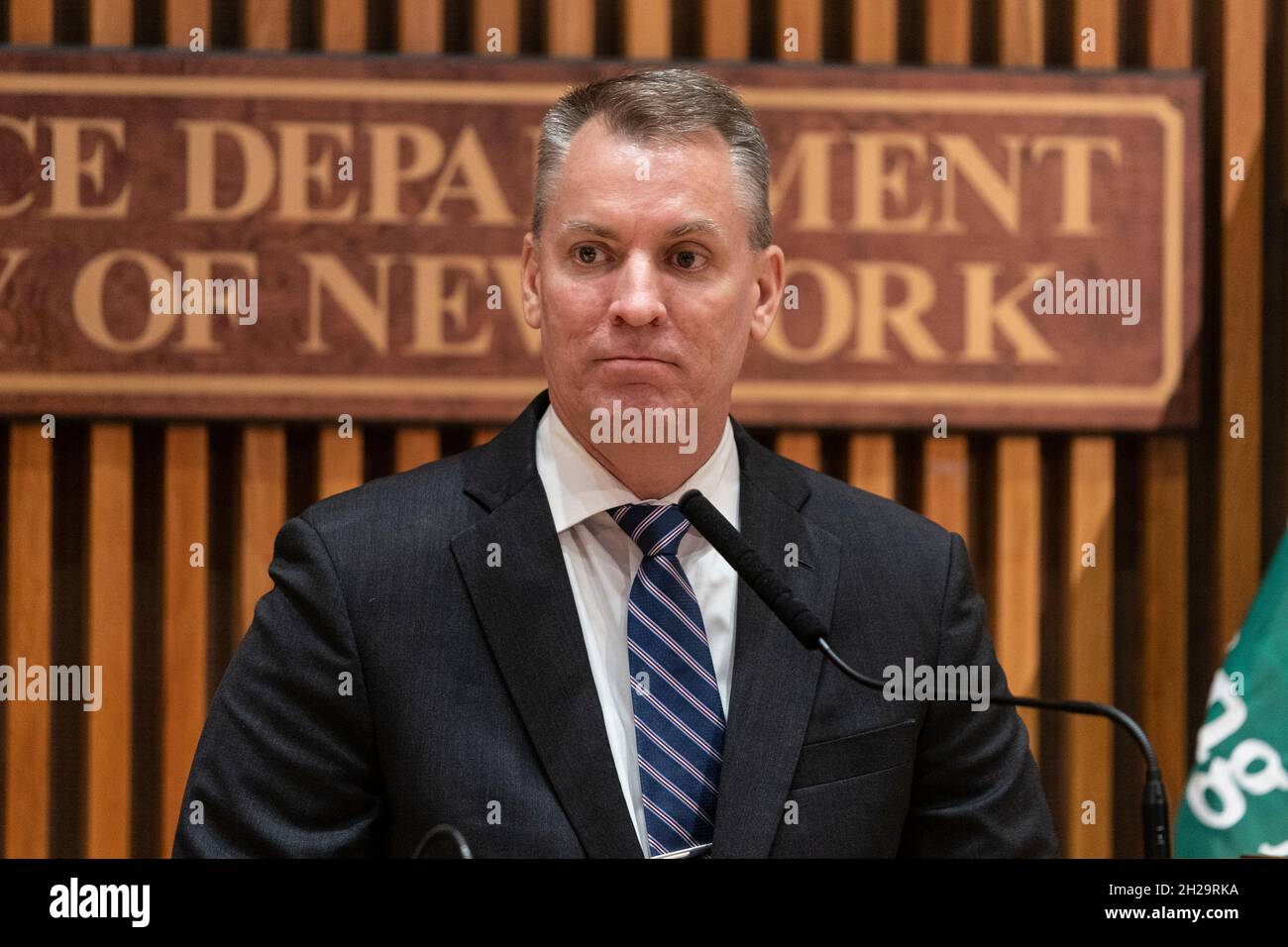 New York, USA. 20th Oct, 2021. Police Commissioner Dermot Shea speaks ...