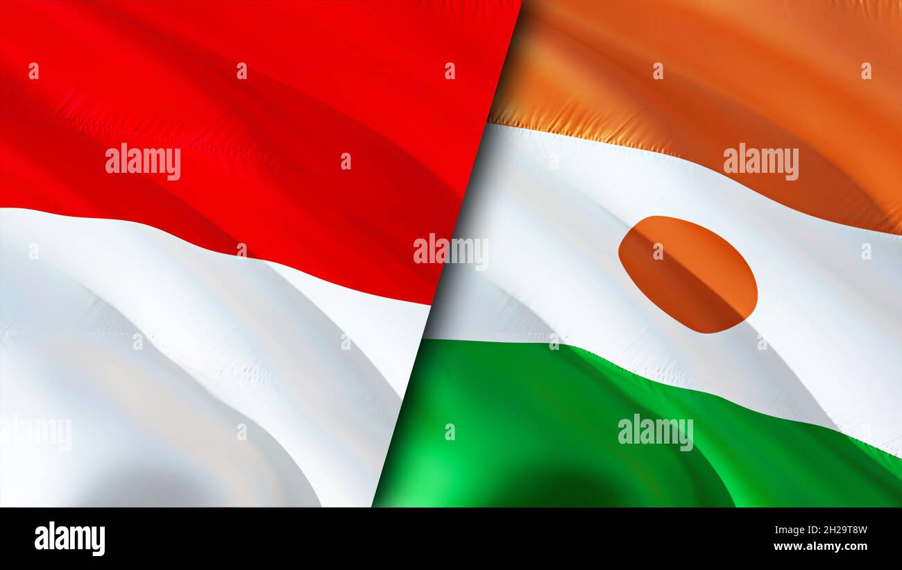 Monaco and Niger flags. 3D Waving flag design. Niger Monaco flag ...