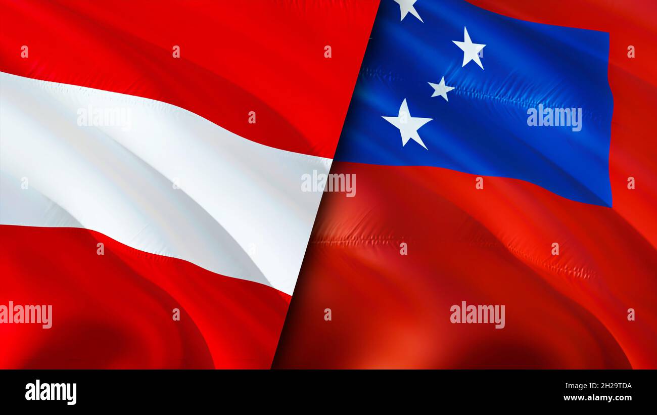 Austria and Samoa flags. 3D Waving flag design. Austria Samoa flag ...