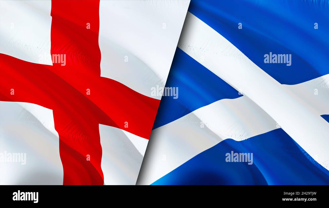 England and Scotland flags. 3D Waving flag design. Scotland England ...