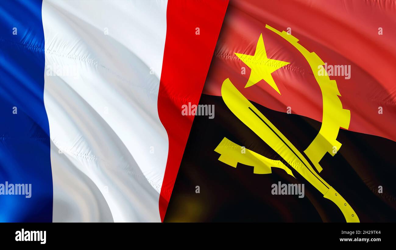 France and Angola flags. 3D Waving flag design. France Angola flag ...