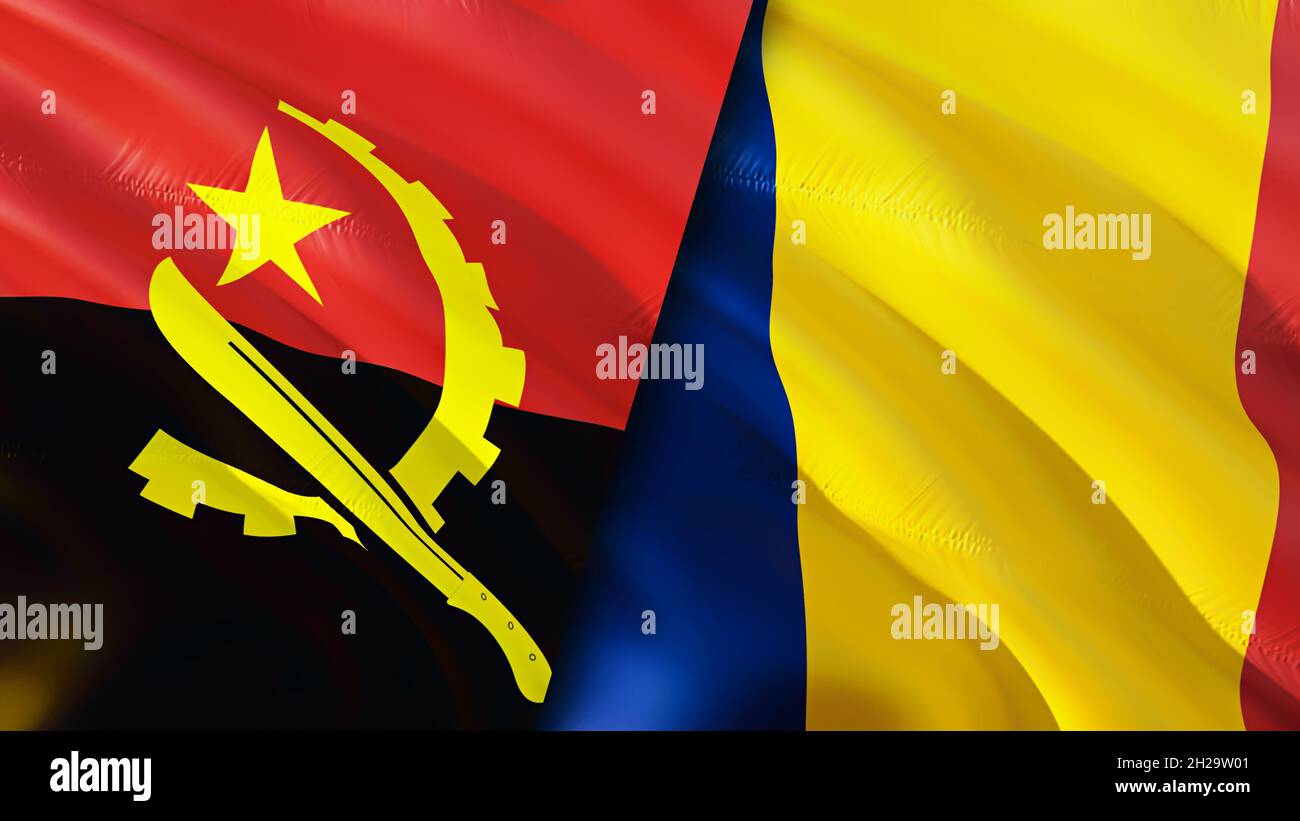 Angola and Chad flags. 3D Waving flag design. Angola Chad flag, picture ...