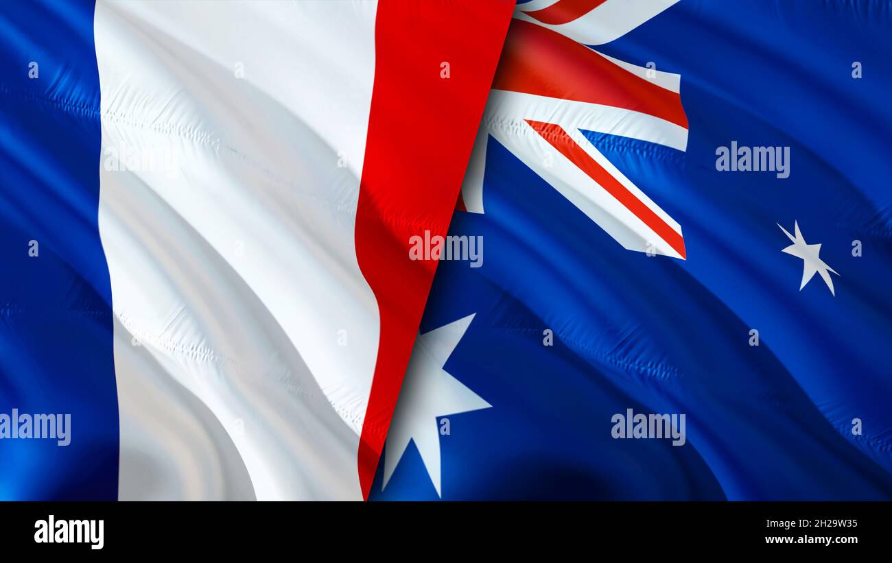 France and Australia flags. 3D Waving flag design. France Australia ...