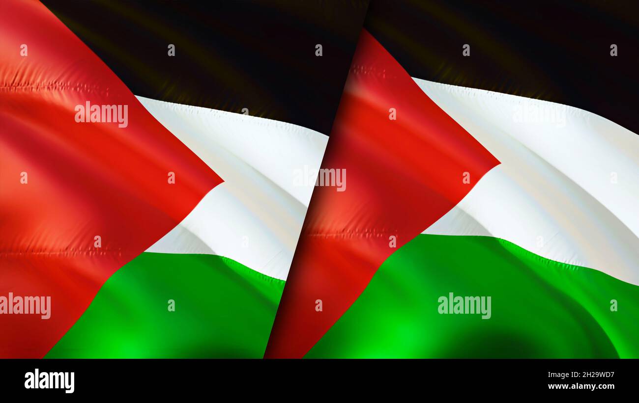 Palestine and Palestine flags. 3D Waving flag design. Palestine ...