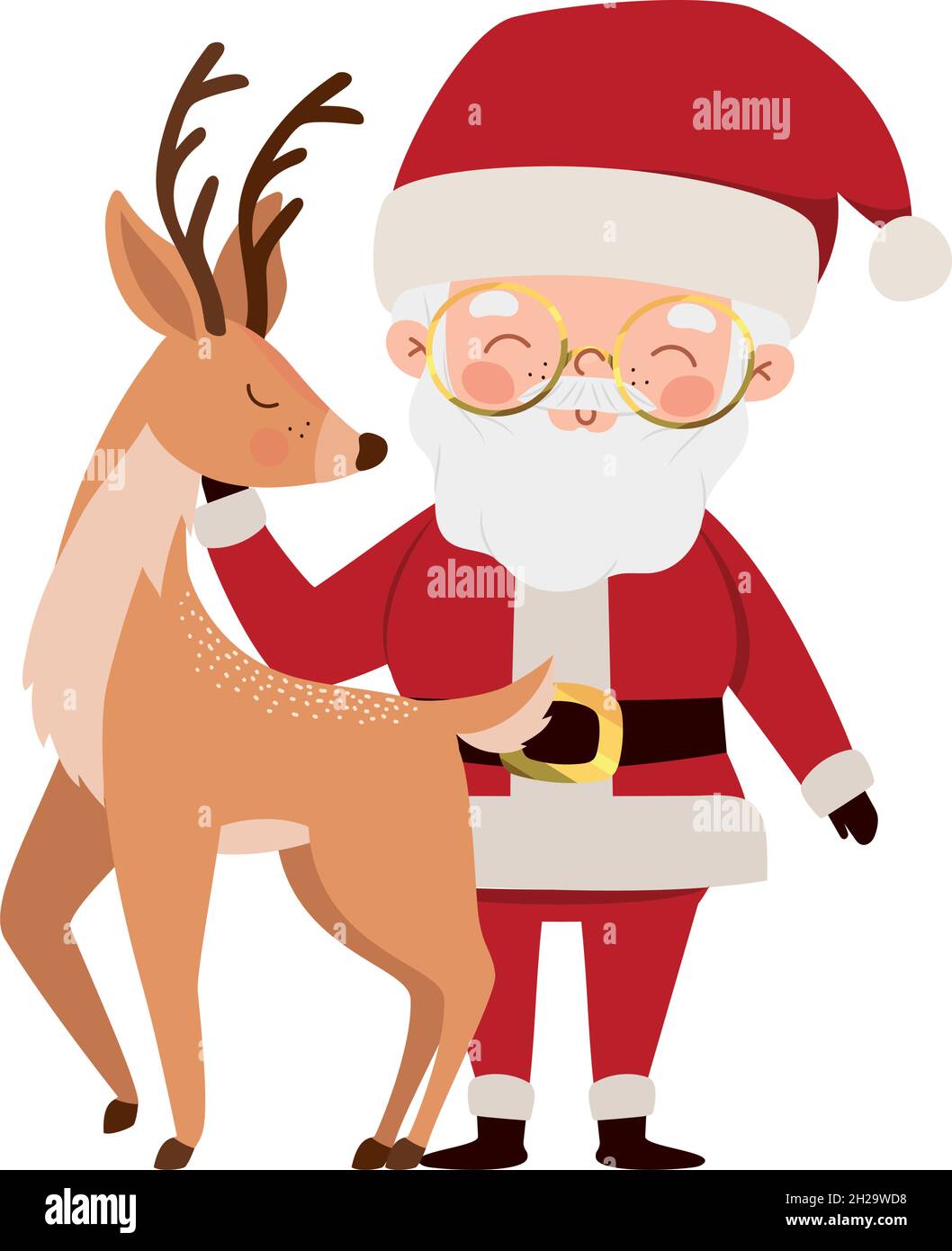 reindeer with santa Stock Vector Image & Art - Alamy
