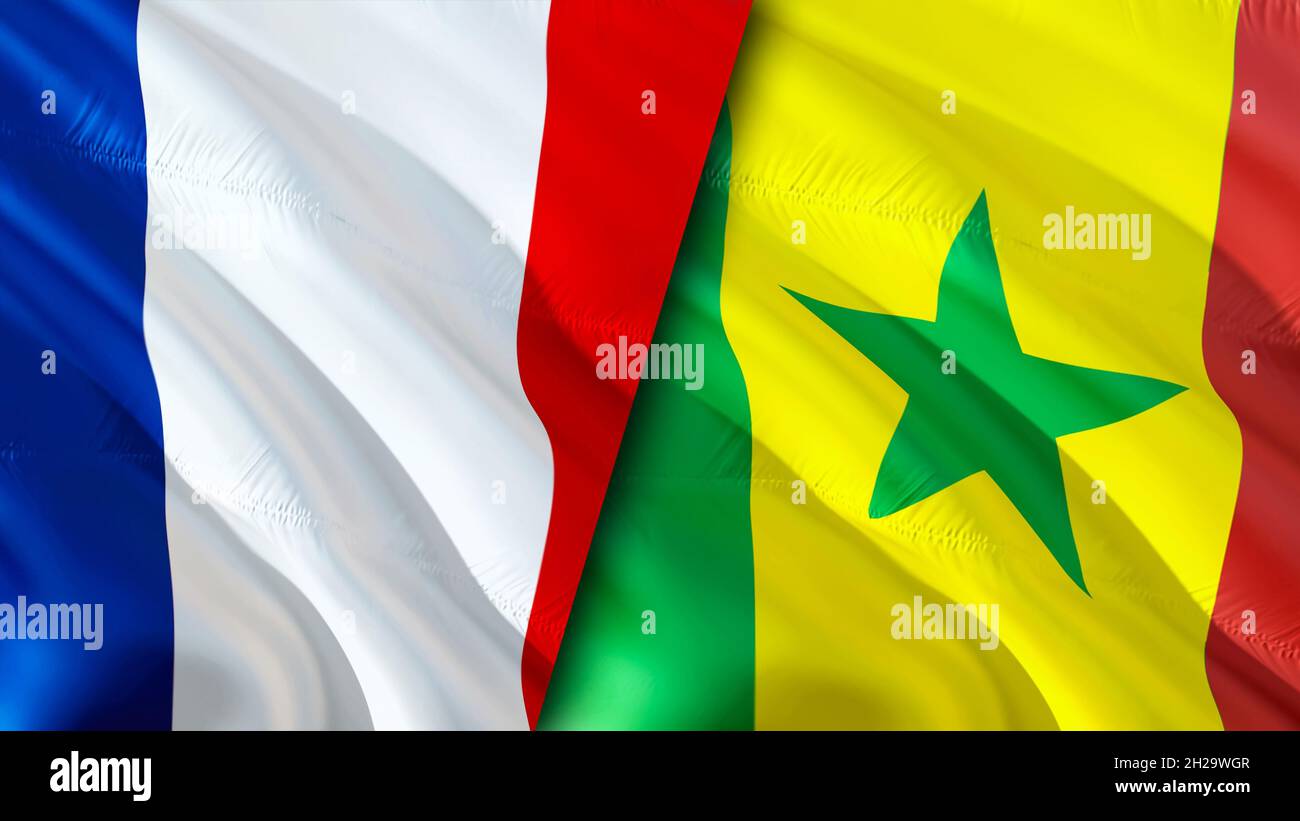 France and Senegal flags. 3D Waving flag design. France Senegal flag ...