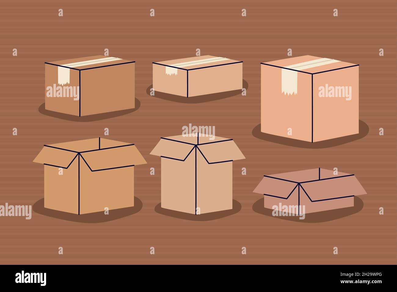 six brown boxes Stock Vector Image & Art - Alamy
