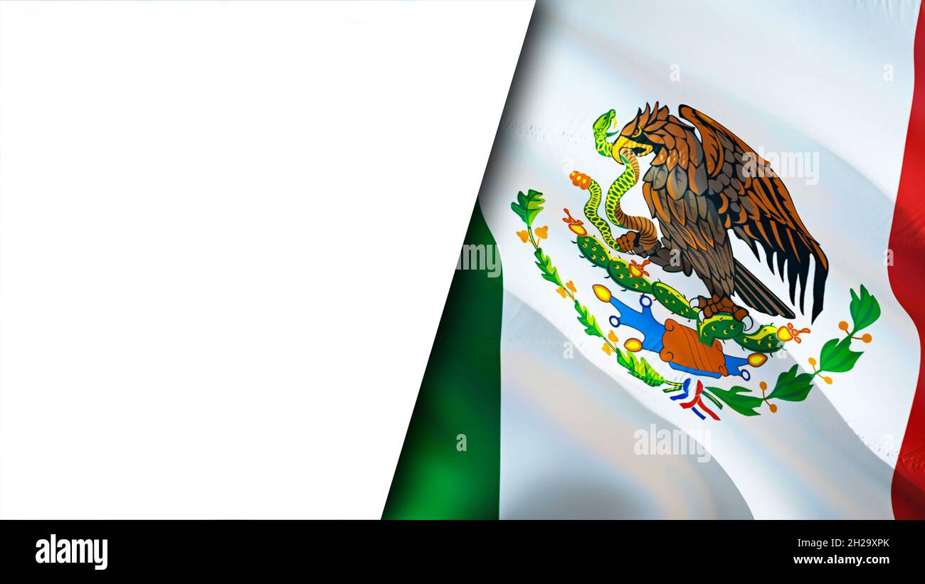 White background and Mexico flags. 3D Waving flag design. Mexico White ...