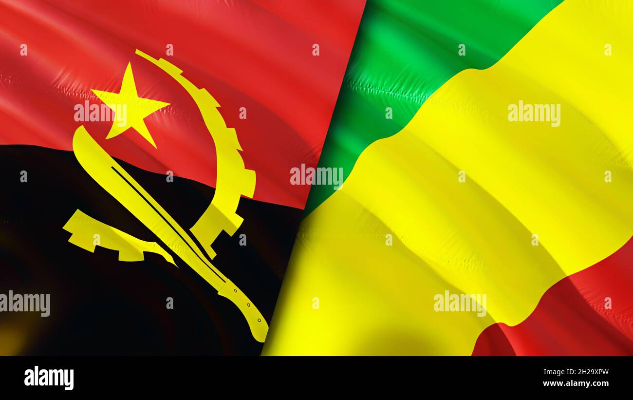 Angola and Congo flags. 3D Waving flag design. Angola Congo flag ...