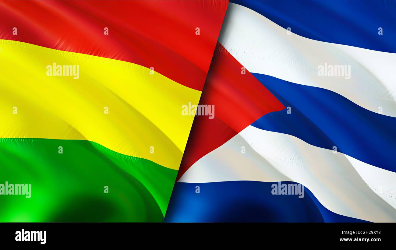 Bolivia and Cuba flags. 3D Waving flag design. Bolivia Cuba flag ...
