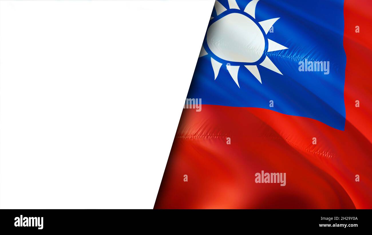 White background and Taiwan flags. 3D Waving flag design. Taiwan White ...